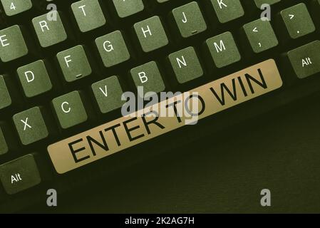 Text showing inspiration Enter To Win. Concept meaning exchanging ...