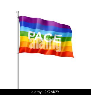 Rainbow peace / pace flag isolated on white Stock Photo - Alamy