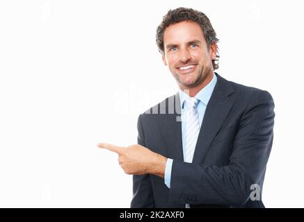 professional man pointing sideways Stock Photo - Alamy