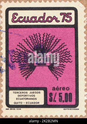 Postage stamp from Ecuador in the 50 years of railways Guayaquil-Quito ...