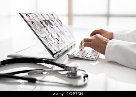 Medical Doctor Online Elearning Video Conference Technology Stock Photo ...