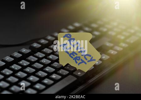 Inspiration showing sign Privacy Alert. Internet Concept warns the user ...