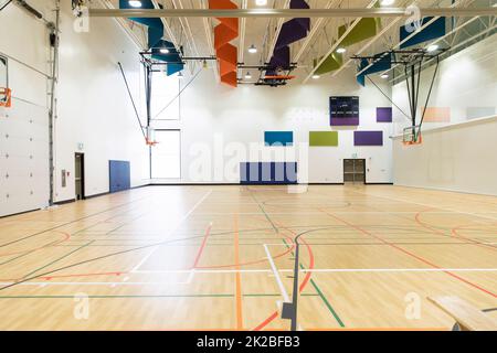 Empty school gymnasium Stock Photo - Alamy