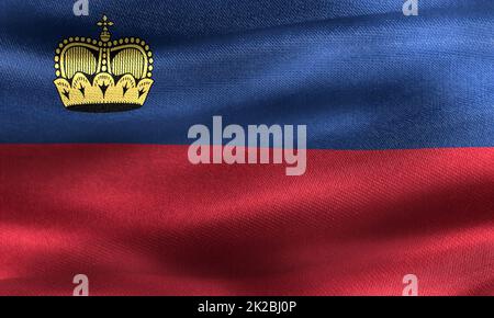 3D-Illustration of a Liechtenstein flag - realistic waving fabric flag ...