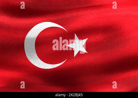 3D-Illustration of a Turkey flag - realistic waving fabric flag Stock ...