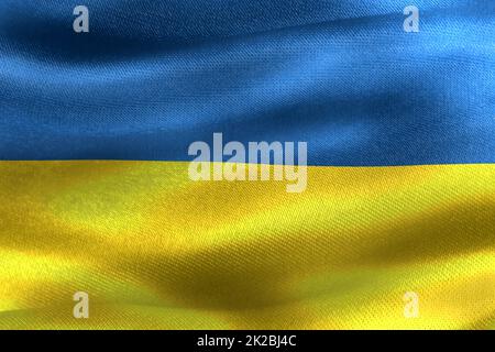 3D-Illustration of a Ukraine flag - realistic waving fabric flag Stock ...