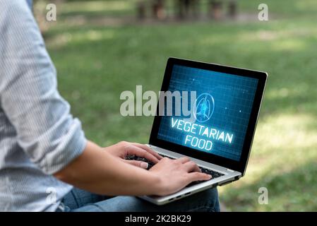 Text sign showing Vegetarian Food, Concept meaning refers to the ...