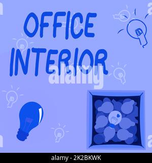 Sign displaying Office Interior, Conceptual photo making indoor spaces ...