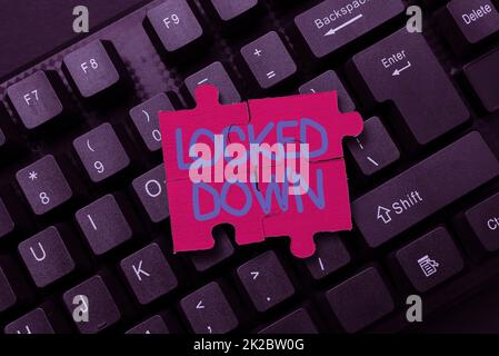 Text caption presenting Locked Down, Business showcase emergency ...