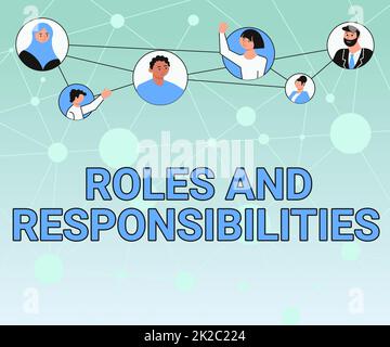 Text showing inspiration Roles. Business showcase part played by person ...