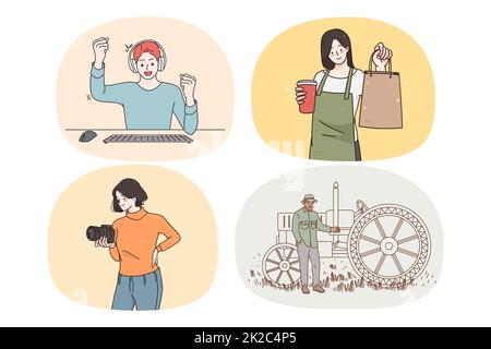Set of diverse people jobs and occupations Stock Photo - Alamy