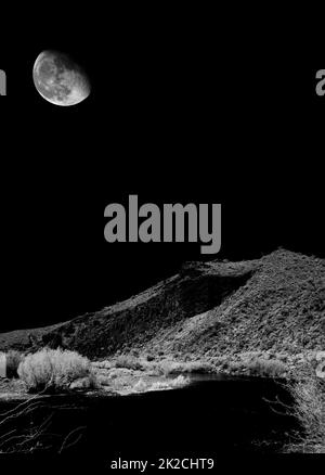 Salt River Arizona Sonora Desert Moon in infrared monochrome Stock ...