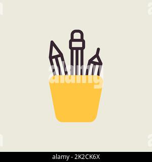 Pencil stand outline icon. Workspace sign Stock Photo - Alamy