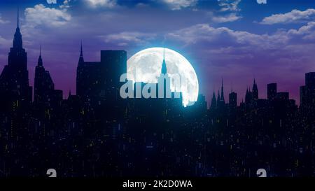 full moon at night night sky, illustration 3d render Stock Photo - Alamy