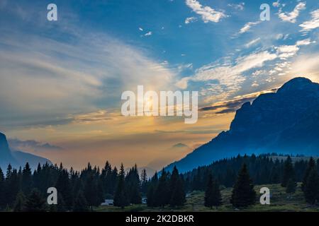 Dolomites on Italian and Slovenian border around mountain Monte Ursic ...