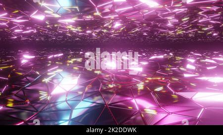 Neon Light Triangle In Geometry Wave Stock Photo - Alamy
