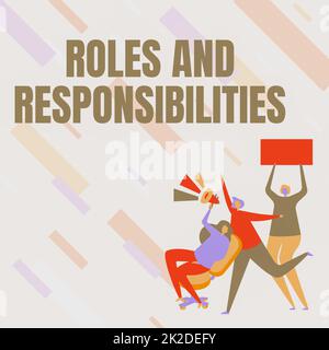 Text sign showing Roles And Responsibilities. Word Written on Business ...