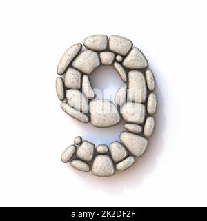 Pebble font Number 9 NINE 3D Stock Photo - Alamy