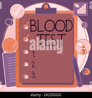Checking blood on test tube. Science background. 3d illustration Stock ...