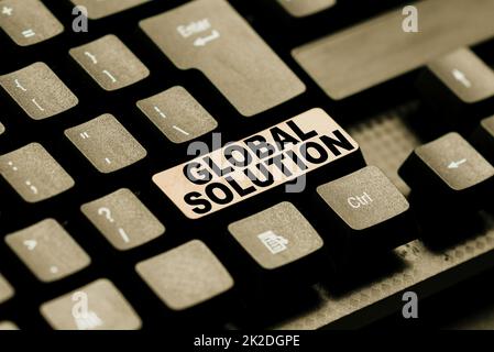 Text caption presenting Global Solution. Business overview prototypes ...