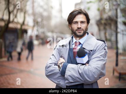 Here on the scene...a reporter ready to conduct an interview on the ...