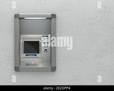 Atm machine on wall 3D illustration Stock Photo - Alamy