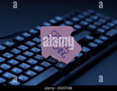 Text sign showing Creative Teaching. Business concept making something ...