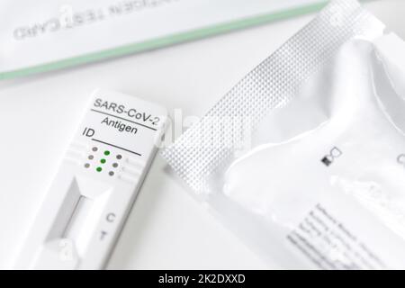 Corona virus antigen fast test. Lab card kit test for COVID-19 Stock ...