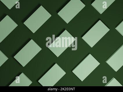 Dark, warm green, 3D render minimal, simple top view flat lay product display background with ...