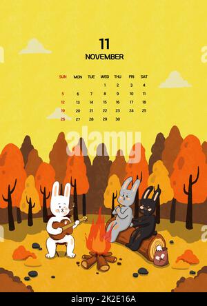 cute calendar for year 2023 all 12 twelve month with cute characters ...