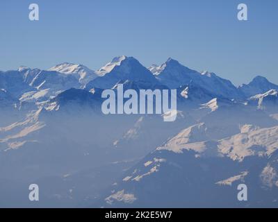 Majestic mountains Eiger, Monch and Jungfrau in winter Stock Photo - Alamy