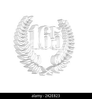 Number 165 with laurel wreath or honor wreath as a 3D-illustration, 3D ...
