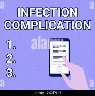 Text caption presenting Infection Complication. Word for unwanted ...
