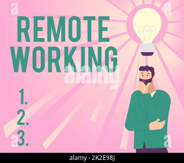 Writing displaying text Remote Working. Business concept situation in ...
