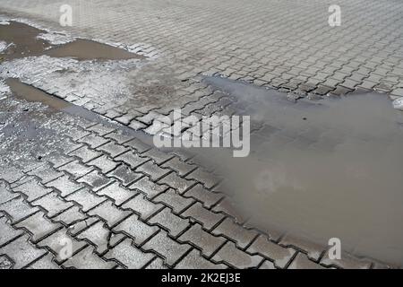 puddles of rain and mud accumulating on city streets Stock Photo - Alamy