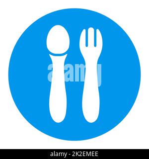 Spoon and fork for baby vector glyph icon Stock Photo - Alamy