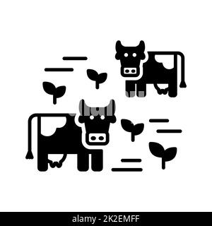 Cow on a pasture vector glyph icon Stock Photo - Alamy