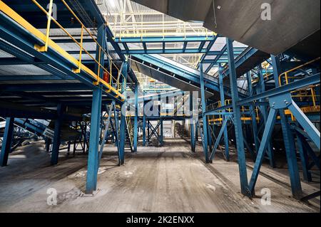 Large production line with conveyors carrying trash at plant Stock Photo - Alamy