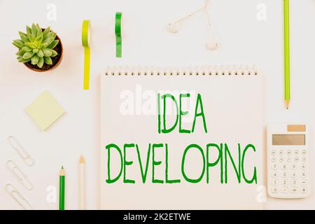 Text sign showing Idea Developing, Conceptual photo innovating the ...