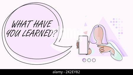 Line Drawing For Lady Holding Phone Presenting New Ideas With Speech ...