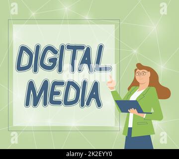 Conceptual display Digital Content. Word Written on any content that ...