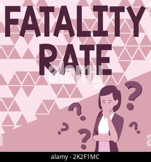 Sign displaying Fatality Rate. Business idea calculated number of ...