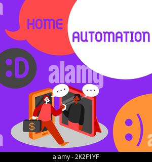 Hand writing sign Home Automation, Business showcase home solution that ...