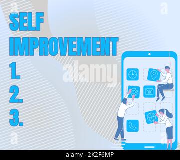 Conceptual display Self Improvement. Word for process of making ...