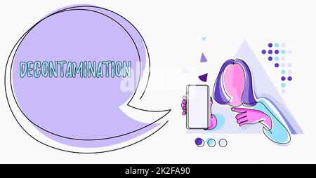 Line Drawing For Lady Holding Phone Presenting New Ideas With Speech ...