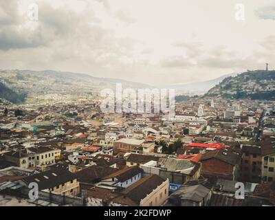 Aerial view on Quito in Ecuador Stock Photo - Alamy
