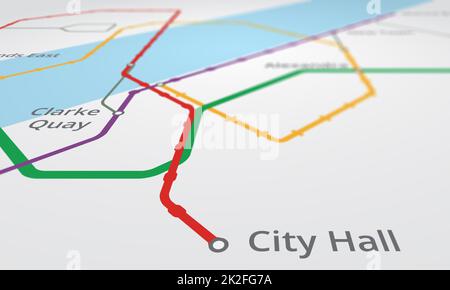 Mapping out the route. Cropped view of a map of the underground railway ...