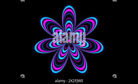 Illustration of Psychedelic flower shape over black Stock Photo - Alamy