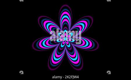 Illustration of Psychedelic flower shape over black Stock Photo - Alamy