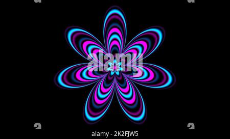 Illustration of Psychedelic flower shape over black Stock Photo - Alamy